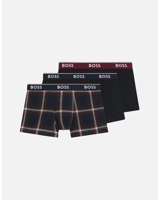 BOSS Boss 3-Pack Power Boxer Trunks, Multi-Coloured in Black for Men ...