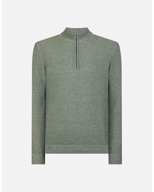 Remus Uomo Two Tone Half Zip Knit Sweater in Green for Men | Lyst UK