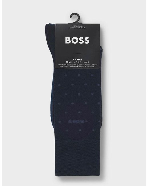 BOSS Boss 2-Pack Rs Minidot Regular-Length Socks With Logos in Blue for ...