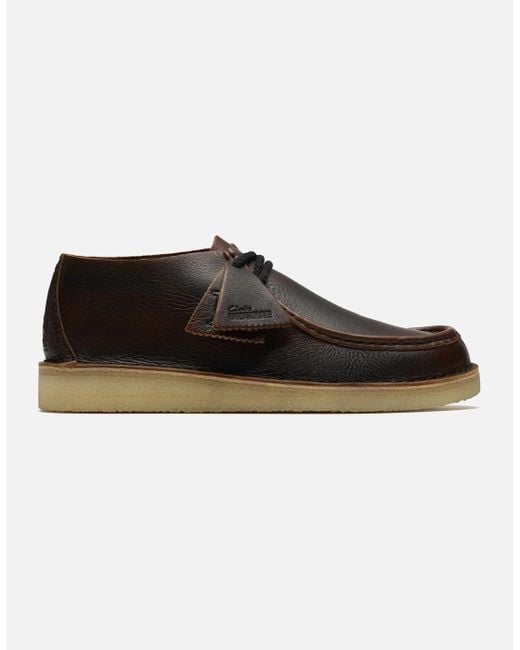 Clarks Originals Desert Nomad Leather Dark Tan Shoes in Brown for Men ...