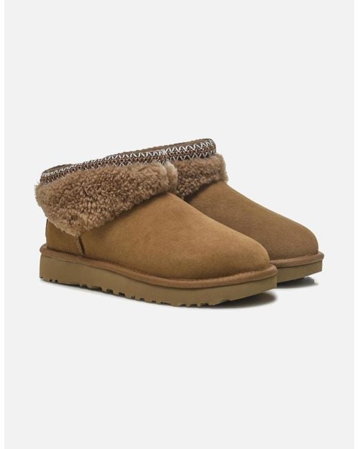 UGG Classic Ultra Mini Maxi Curly Boots in Brown | Lyst UK