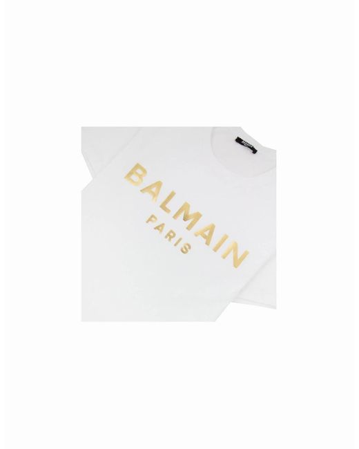 Balmain Metallic Logo Tshirt Gad in White for Men | Lyst UK