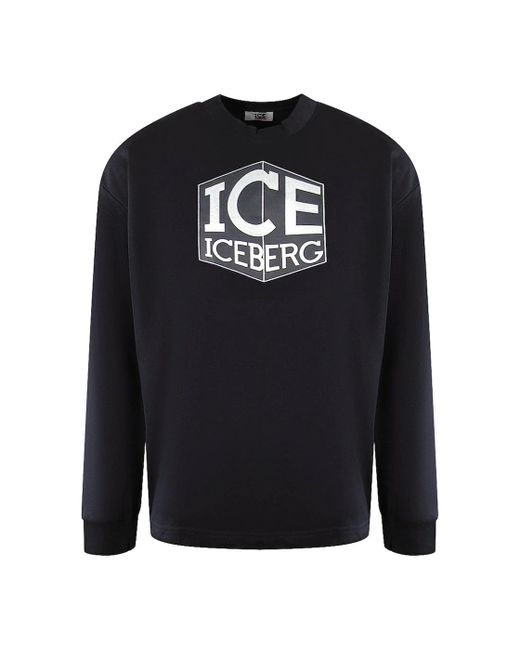 Iceberg Ice Cubed Logo Sweatshirt in Black for Men | Lyst UK