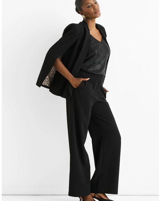 Gini London Tailoring Cape With Leopard Print Lining in Black | Lyst UK