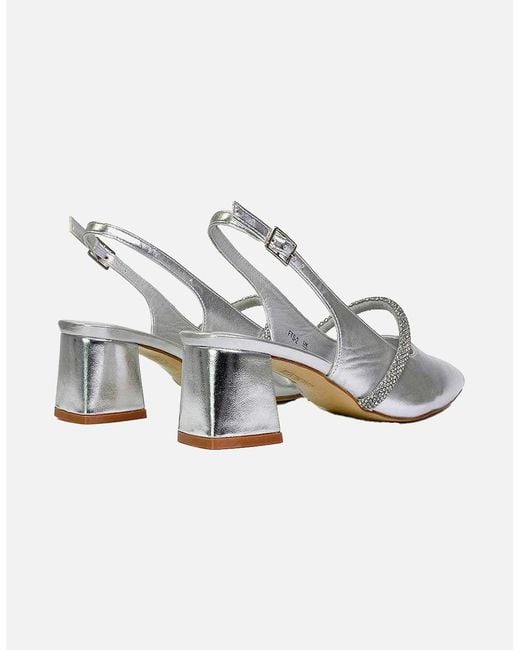 XY London Ladies Sandie Diamante Pointed Medium Block Heel High Heels ...