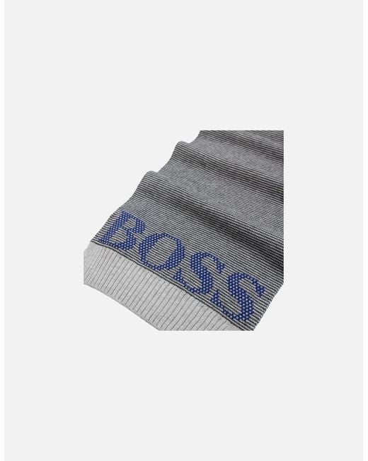 BOSS Logo Knitted Scarf in Grey for Men | Lyst UK