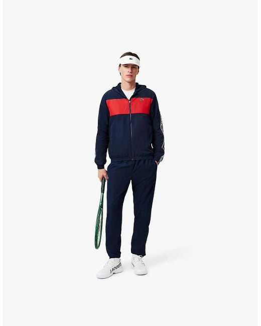 Lacoste Colour Block Logo Stripe Tennis Jacket in Blue for Men | Lyst UK