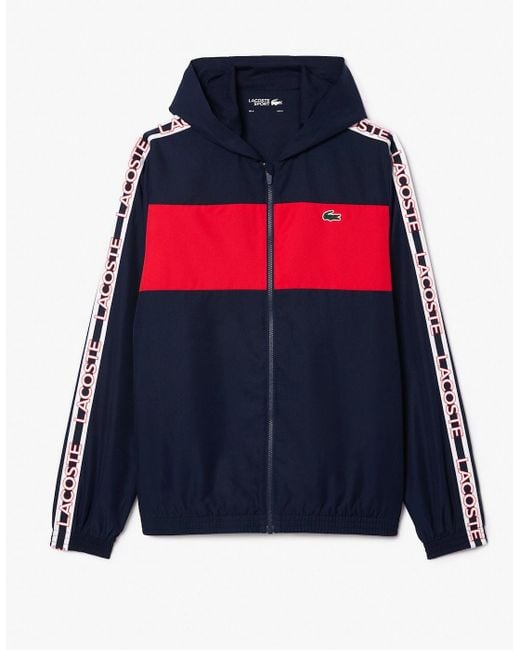 Lacoste Colour Block Logo Stripe Tennis Jacket in Blue for Men | Lyst UK