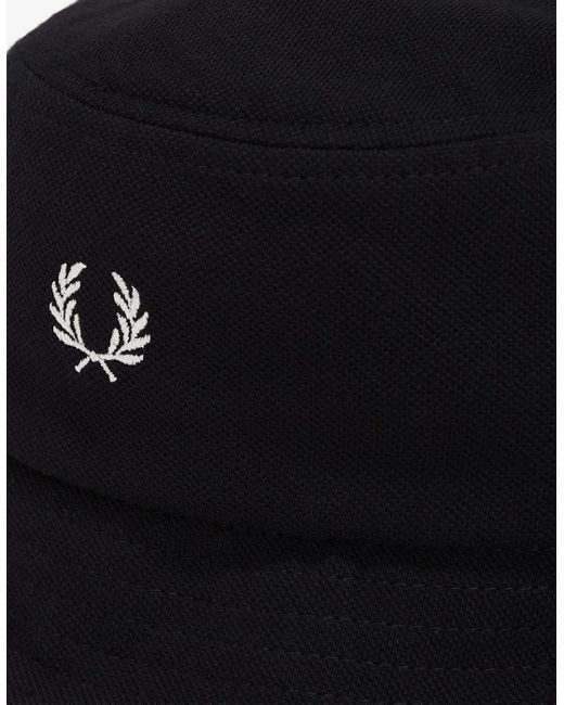 Fred Perry Pique Bucket Hat in Black for Men | Lyst UK