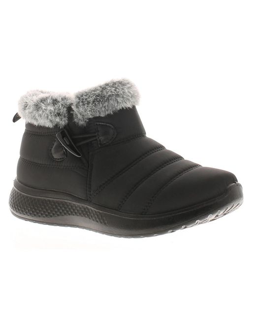 Strollers Ankle Boots Alma Plush Lining Faux Fur Trim Uk Size in Black ...