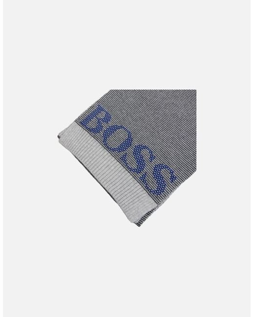 BOSS Logo Knitted Scarf in Grey for Men | Lyst UK
