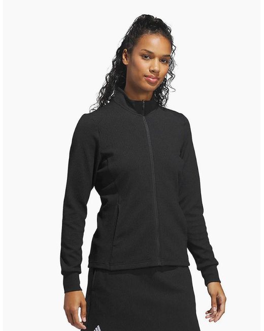 adidas Ladies Performance Textured Full Zip Jacket in Black | Lyst UK