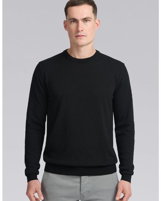 Sandbanks Merino Crew Neck Jumper in Black for Men | Lyst UK