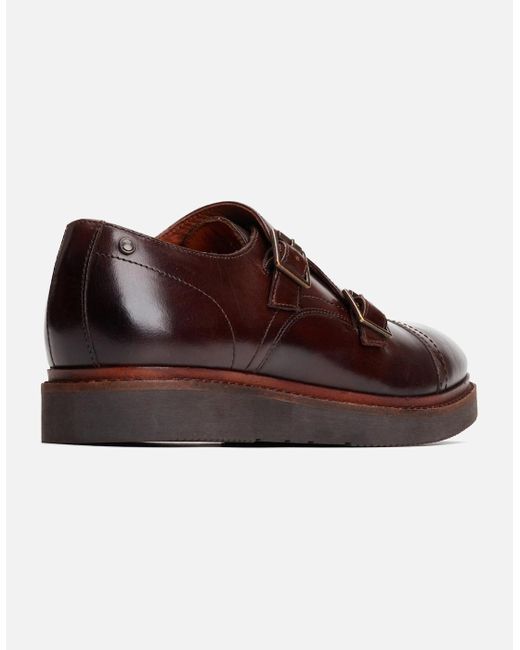 Base London London Knight Leather Burnt Double Monk Shoes in Brown for Men | Lyst UK
