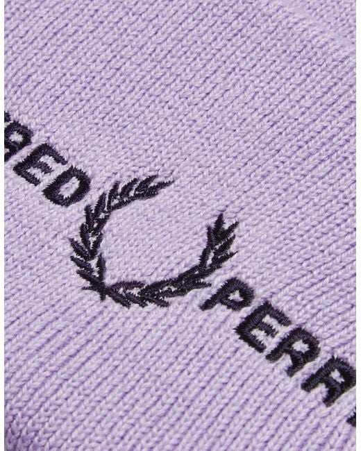Fred Perry Graphic Logo Lilac Beanie in Purple | Lyst UK