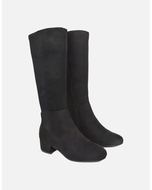 XY London Ladies Hannah Zip Elasticated Shaft Low Block Heel Long Boots ...