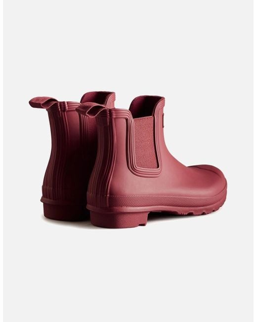 HUNTER Original Chelsea Boot Rubber Merlot Wellington Boots in Red ...