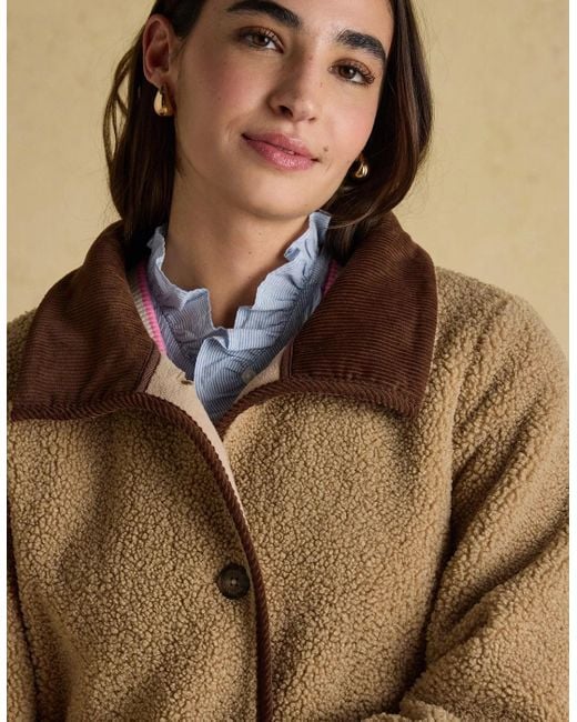 Joules Sadie Longline Longline Fleece Jacket Neutral in Brown | Lyst UK