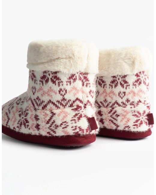Totes Toasties Fair Isle Knit Boot Slippers Fair Isle in Pink | Lyst UK