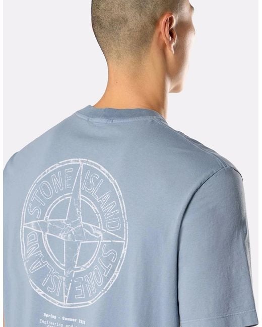 Stone Island S0285 Text Logo T Shirt in Blue for Men | Lyst UK