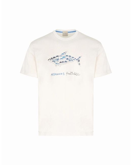 Paul & Shark Riviera Shark T Shirt in White for Men | Lyst UK