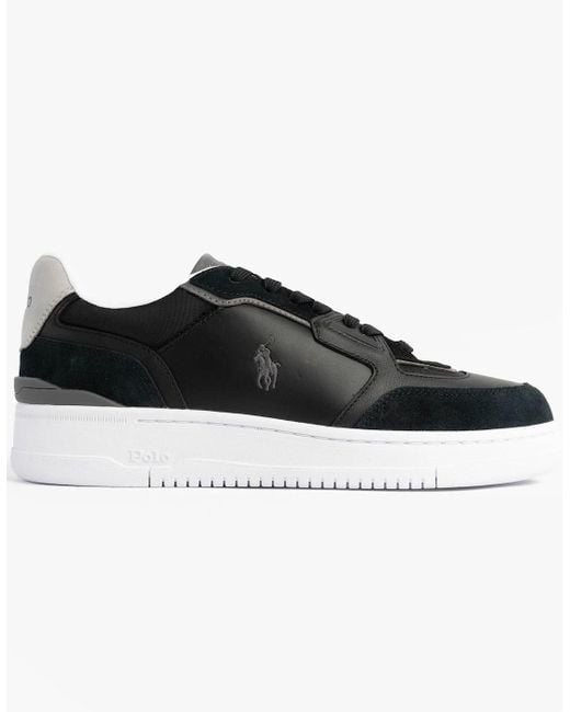 Polo Ralph Lauren Open Masters Suede-Panelled Trainer in Black for Men ...