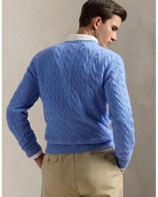 Polo Ralph Lauren Ralph Lauren Cable-Knit Wool-Cashmere Sweater in Blue for Men | Lyst UK