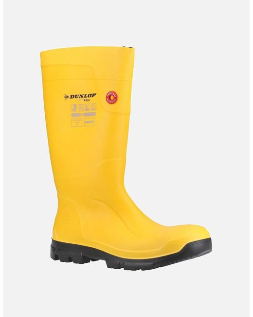 Dunlop Purofort Fieldpro Full Safety Wellingtons in Yellow for Men ...