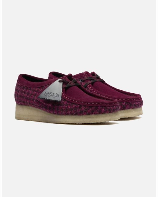 Clarks Originals Wallabee Harris Tweed Shoes in Purple | Lyst UK