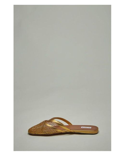 Alaïa Golden Net Flat Mules in Gray | Lyst