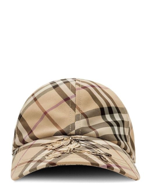 Burberry Ess Check Baseball Cap in Natural for Men | Lyst