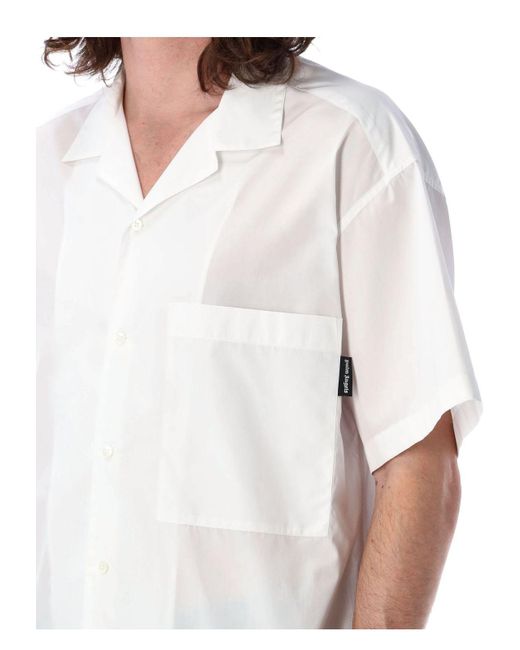 Palm Angels Curved Logo Bowling Shirt in White for Men | Lyst