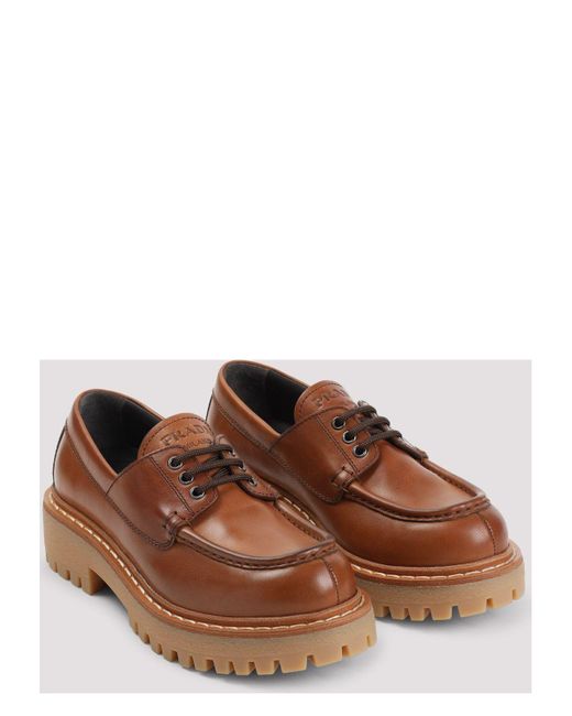 Prada St. Moritz Derbies Loafer in Brown | Lyst