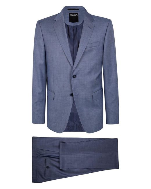 ZEGNA Pure Wool Suit in Blue for Men | Lyst