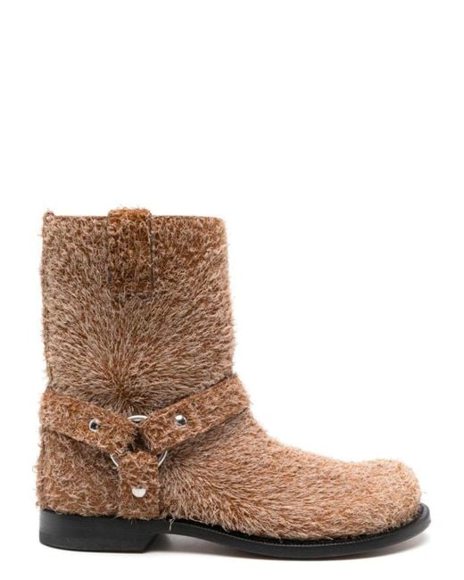 Loewe Campo Leather Biker Boots in Brown | Lyst