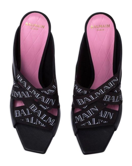 Balmain Mule Ruby Logo in Black | Lyst
