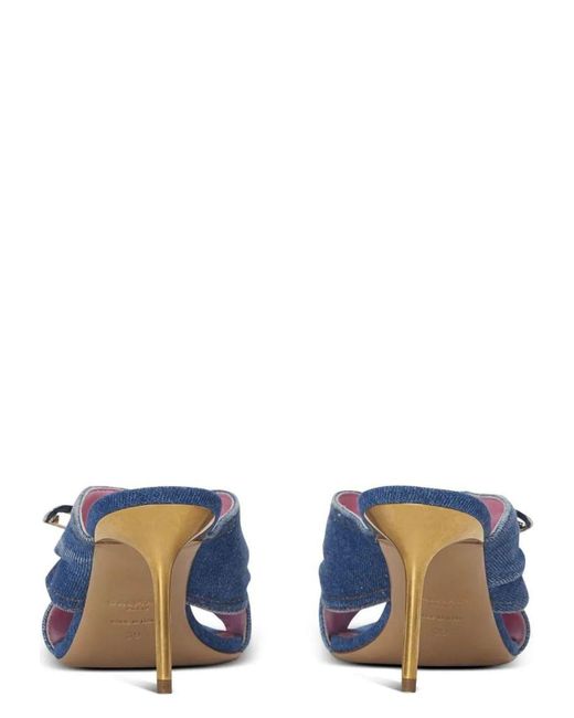 Balmain Denim Safety Pin Mules in Blue | Lyst