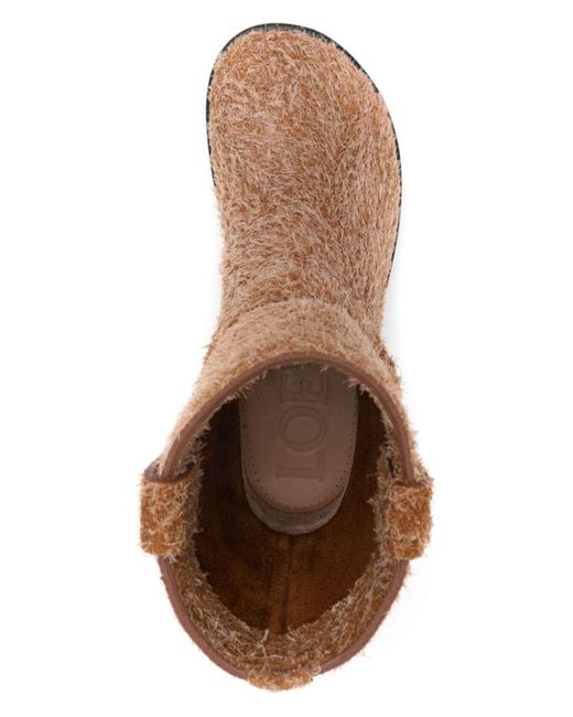 Loewe Campo Leather Biker Boots in Brown | Lyst