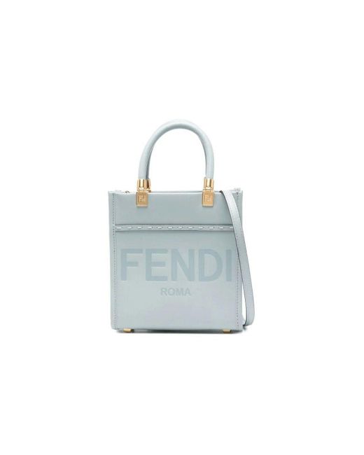 Fendi Mini Sunshine Shopper Bag in Blue | Lyst