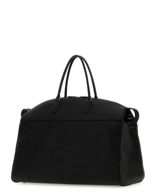 The Row Leather George Travel Bag in Black | Lyst