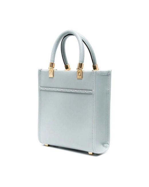 Fendi Mini Sunshine Shopper Bag in Blue | Lyst