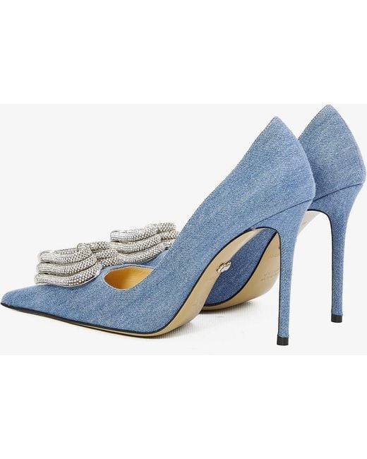 Mach & Mach Triple Heart Denim Pumps in Blue | Lyst