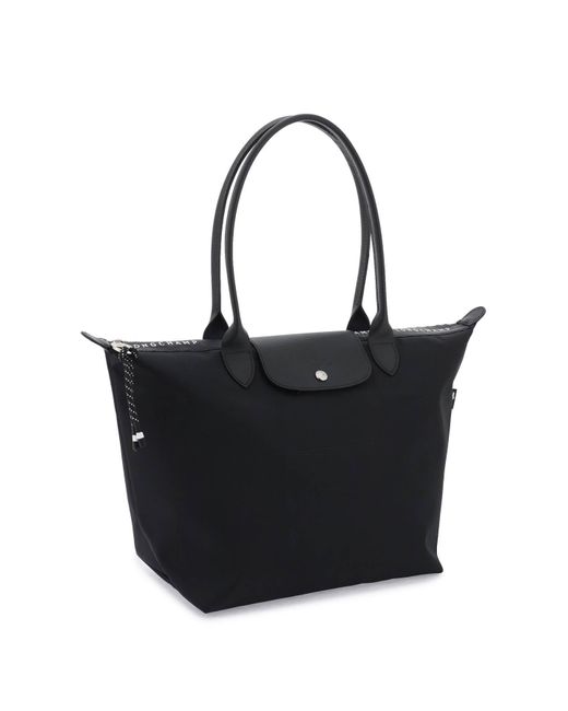 Longchamp Recycled Canvas L Le Pliage Energy Bag in Black | Lyst