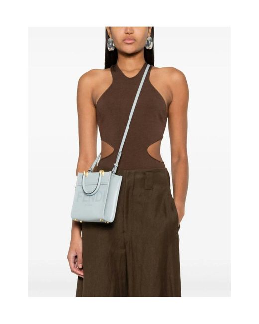 Fendi Mini Sunshine Shopper Bag in Blue | Lyst