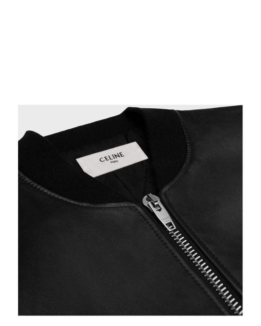 Celine Calf Leather Jacket in Black | Lyst