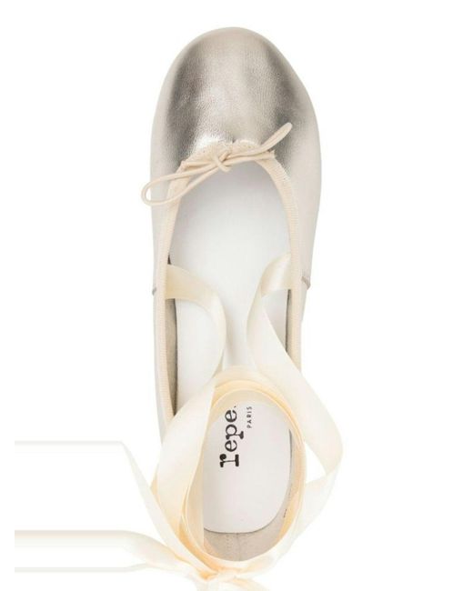 Repetto Sophia Leather Ballerina Shoes in White | Lyst