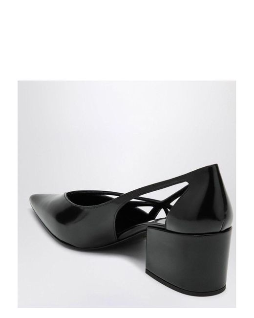 Prada Cut Out Brushed Leather Décolleté Pumps in White | Lyst