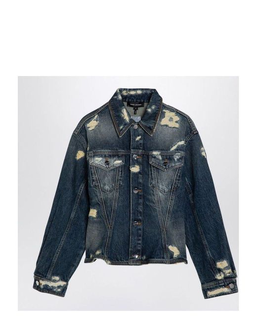 Marc Jacobs Washed Denim Jacket With Worn Details in Blue | Lyst