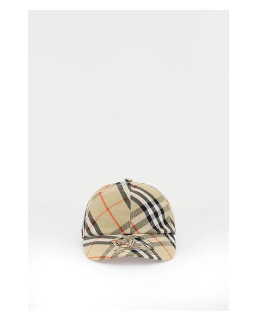 Burberry Bias Check Cap in Natural | Lyst