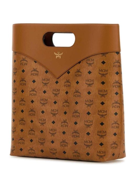 MCM Diamond Vlm Tote Large in Brown | Lyst